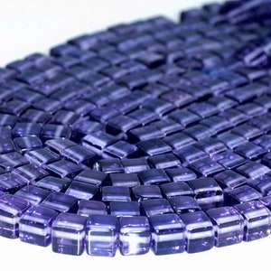 6MM Purple Glass Gemstone Square Cube Loose Beads 15.5 Inch Full Strand ...