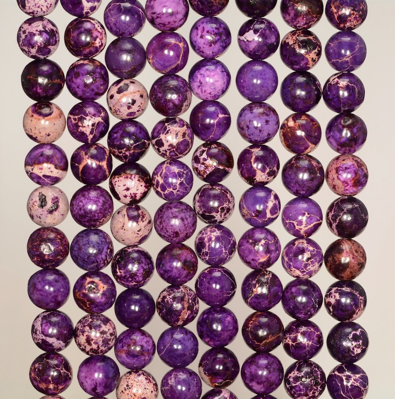 6mm Imperial Jasper Gemstone Grade AAA Purple Round 6mm Loose Beads 16 ...