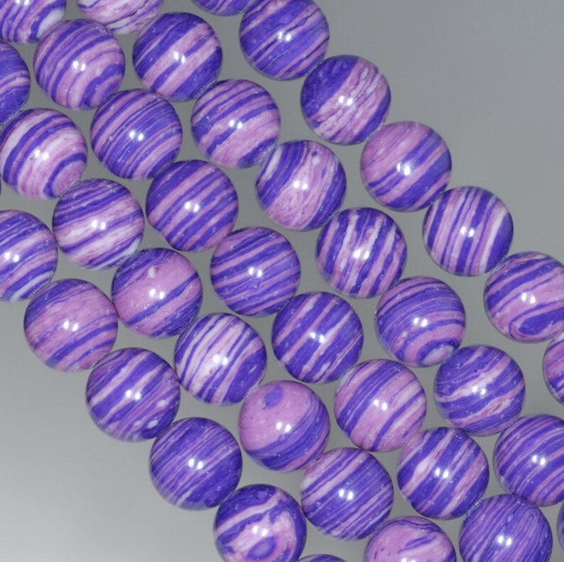 8MM Purple Matrix Turquoise Gemstone Round Loose Beads 15 Inch Full ...