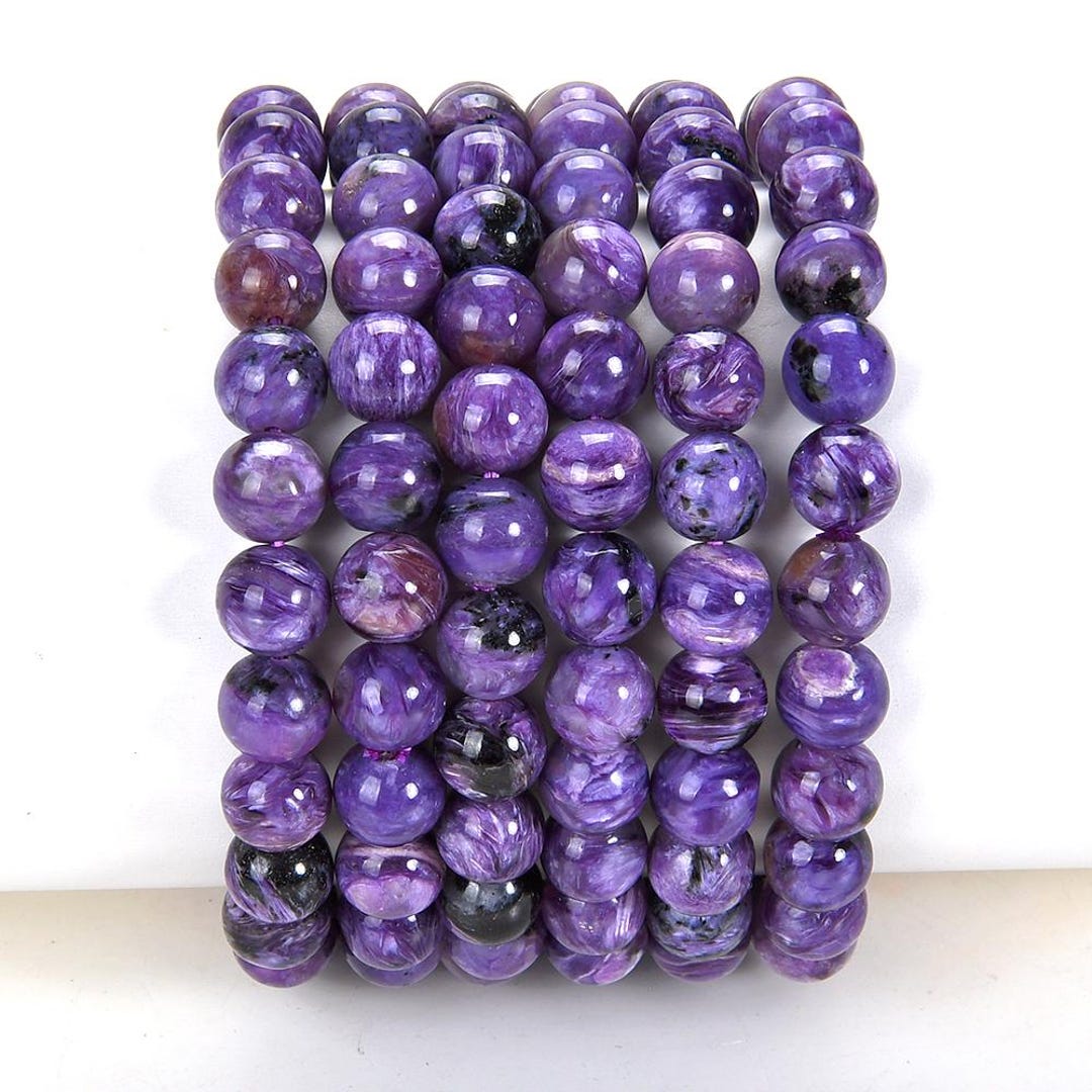 Natural Charoite Gemstone Round Bracelet 8MM 9MM 10MM 12MM 13MM 7.5 ...