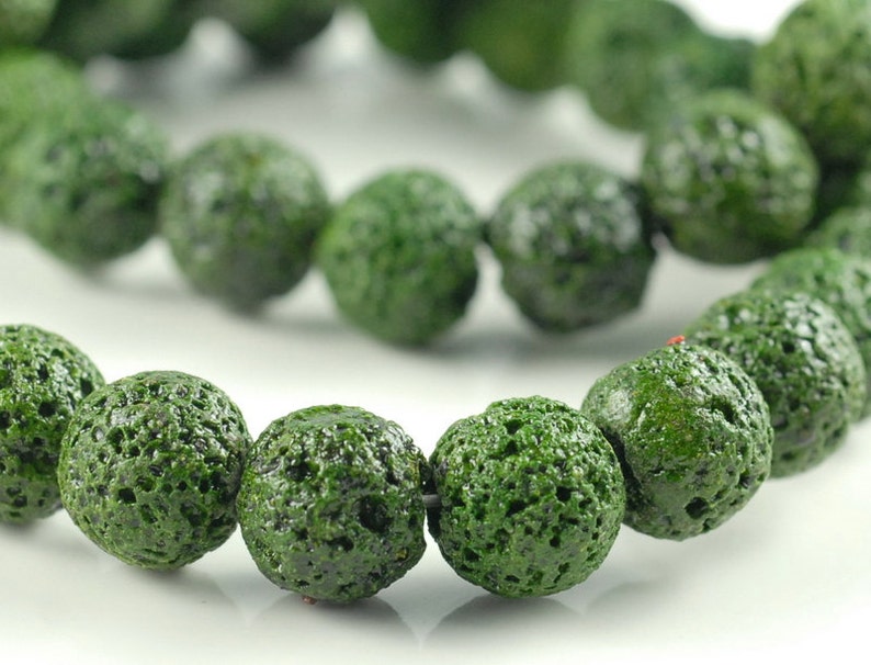 12mm Green Volcanic Basaltic Lava Gemstone Dark Olive Round 12mm Loose ...