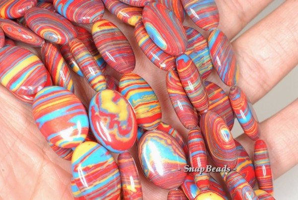 Matrix Turquoise Gemstone Citrus Red Oval 18x13mm Loose Beads - Etsy