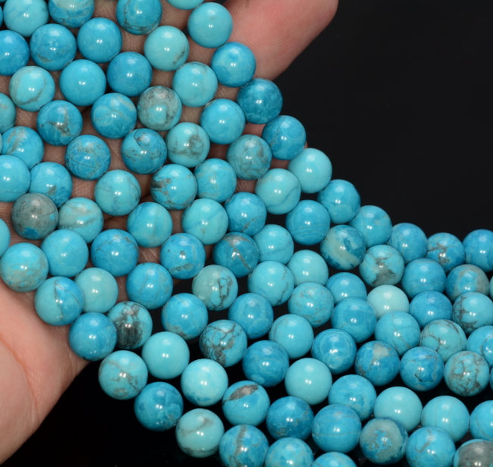 8mm Blue Turquoise Gemstone Light Blue Swirls Round 8mm Loose - Etsy