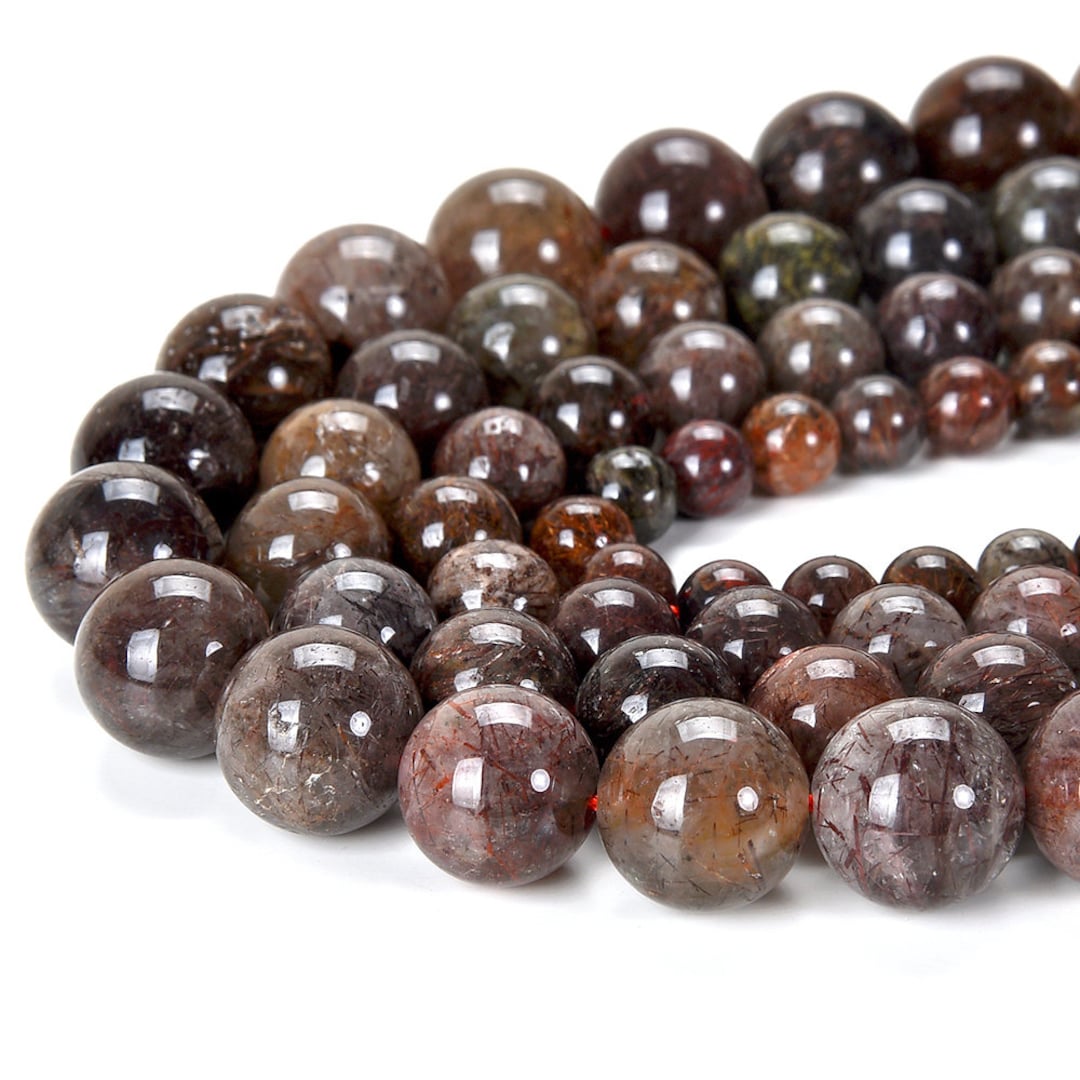 Natural Red Copper Rutilated Quartz Gemstone Grade AA Round 5MM 6MM 7MM ...