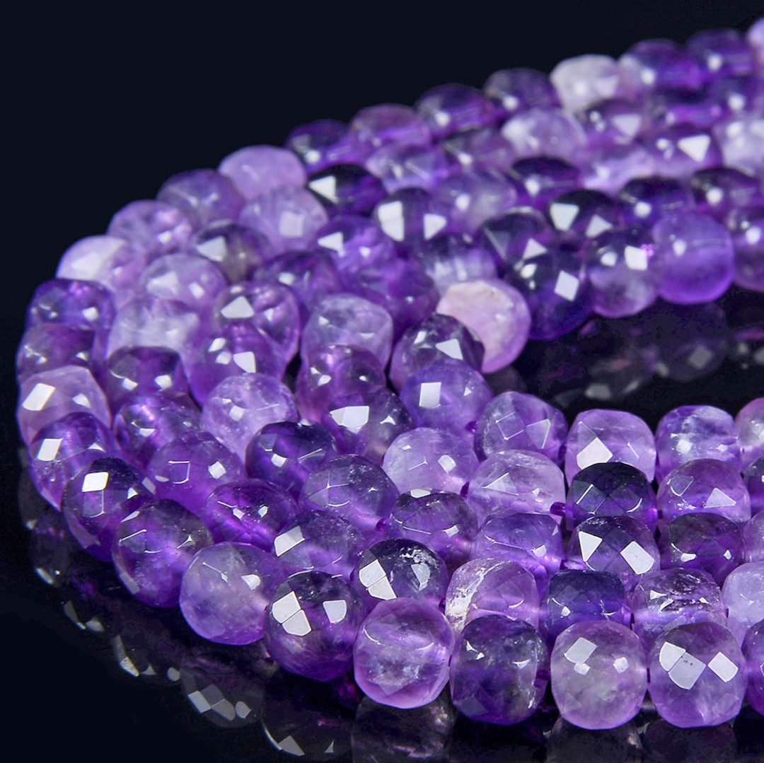 5MM Natural Amethyst Gemstone Grade AA Faceted Square Cube Loose Beads ...
