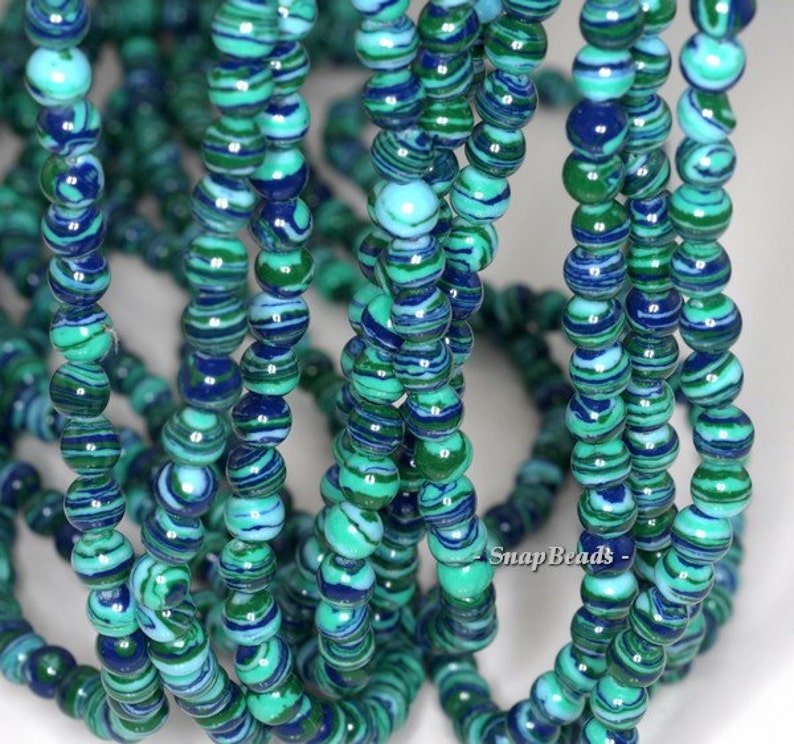 6mm Matrix Turquoise Gemstone Blue Green Swirl Round Loose Beads 15.5 ...