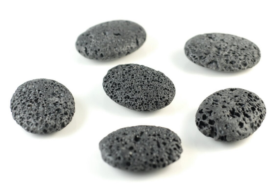 44x35mm Black Volcanic Basaltic Lava Gemstone Grade AA Oval 44x35mm ...
