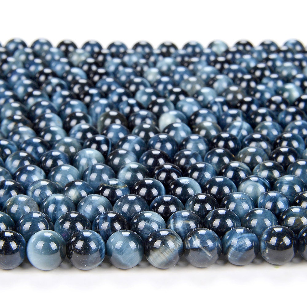 6mm Natural Blue Tiger Eye Hawk Eye Gemstone Grade AAA Round Loose ...