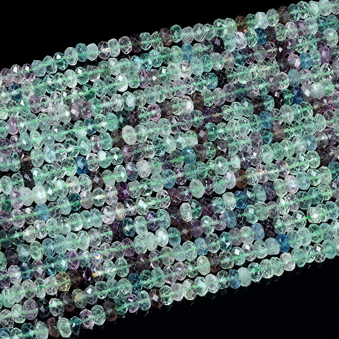 8X5MM Natural Rainbow Fluorite Gemstone Grade AAA Faceted Rondelle ...