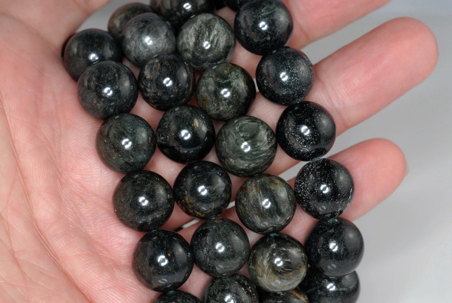 13mm Rare Hawk's Eye Gemstone Green Round 13mm Loose Beads - Etsy