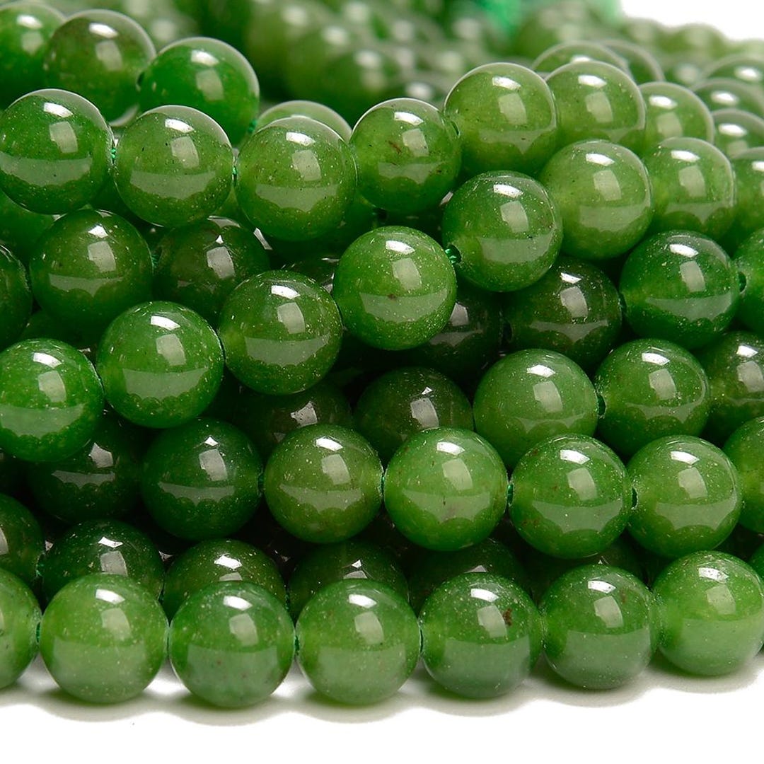 Olive Green Color Jade Gemstone Round 8MM Loose Beads 14.5 Inch Full ...
