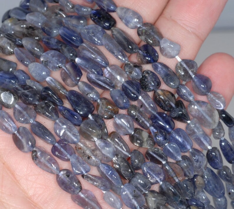 6-7MM Iolite Gemstone Pebble Nugget Granule Loose Beads 16 Inch Full ...
