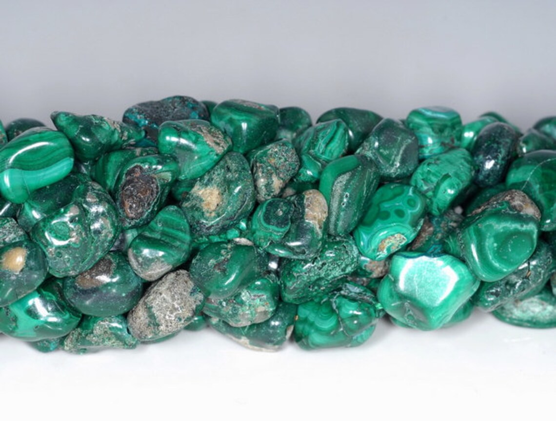9-10MM Malachite Gemstone Grade AB Pebble Nugget Granule Loose Beads 15 ...