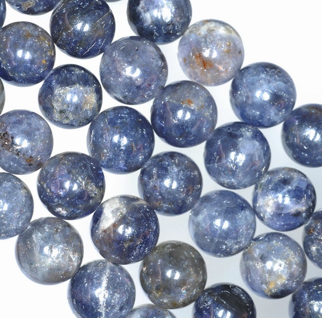 10MM Blue Iolite Gemstone Grade A Round Loose Beads 7 Inch Half Strand ...
