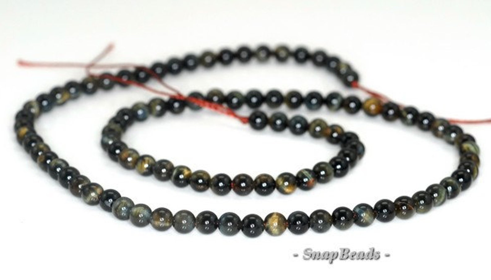 4mm Genuine Blue Tiger Eye Hawk Eye Gemstone Grade AAA Gold Blue Round ...