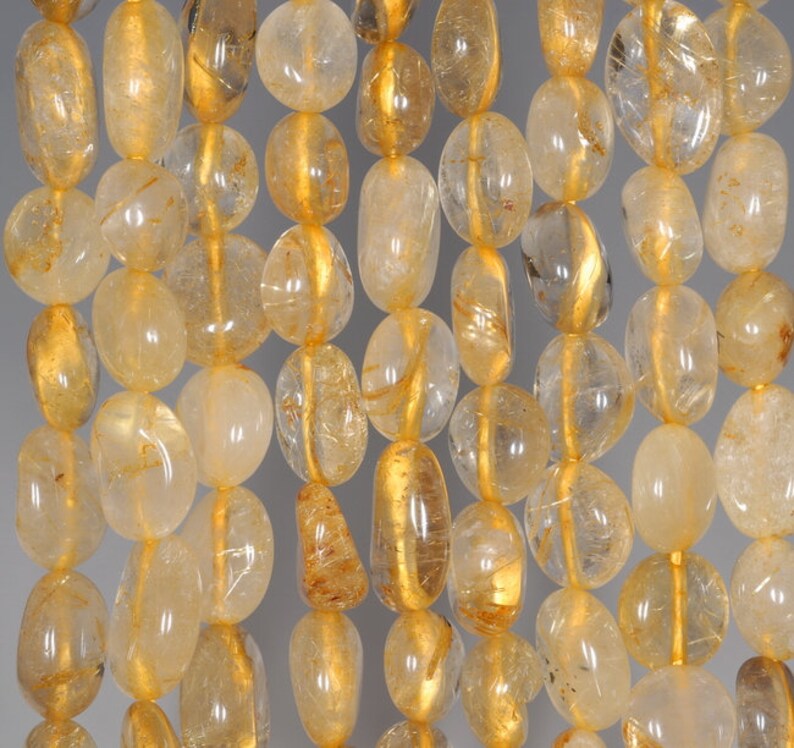 8-10MM Golden Rutilated Quartz Gemstone Pebble Nugget Granule Loose ...