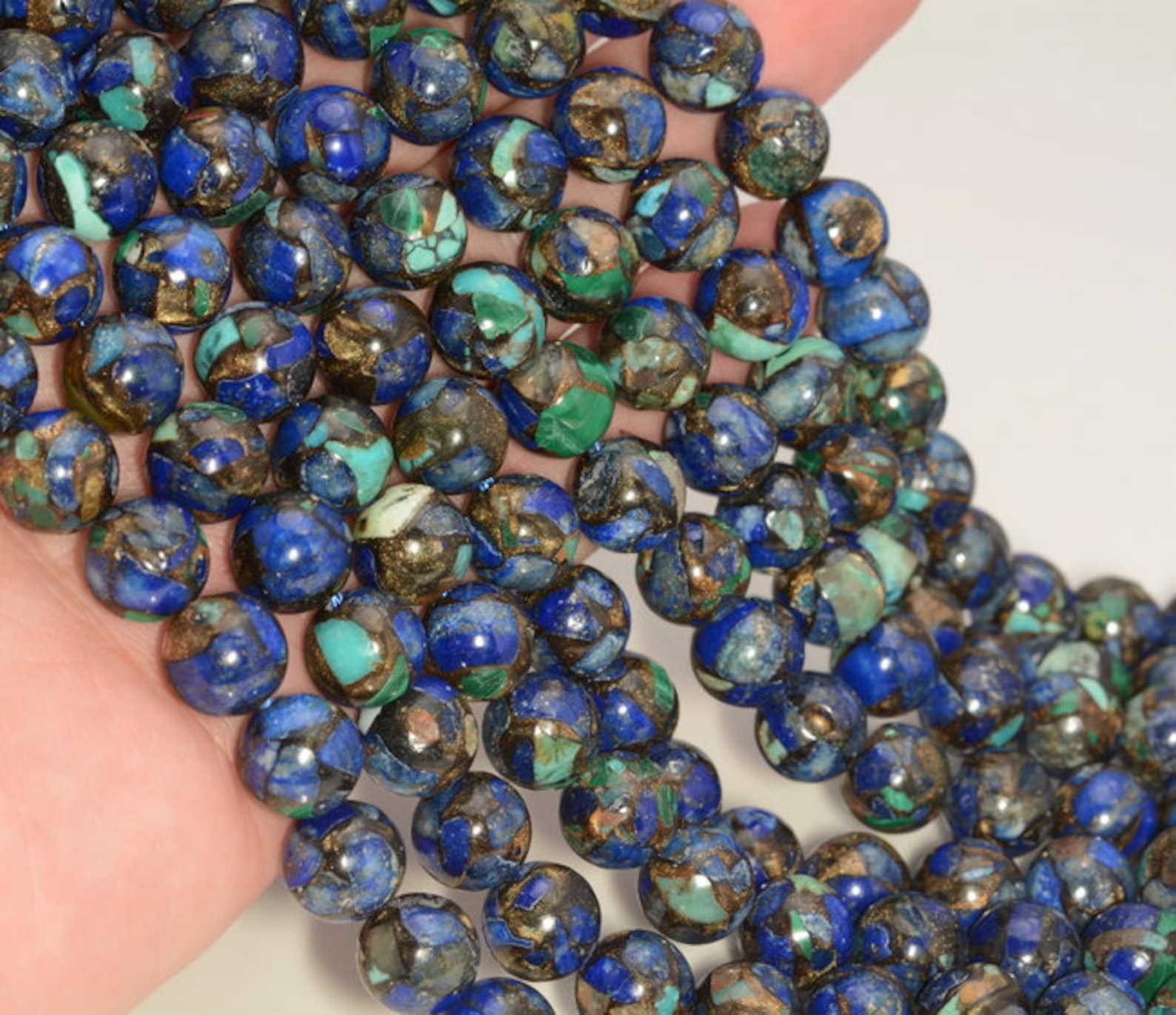 8mm Lapis Malachite Turquoise Sandstone Gemstone Mix Natural Stone ...
