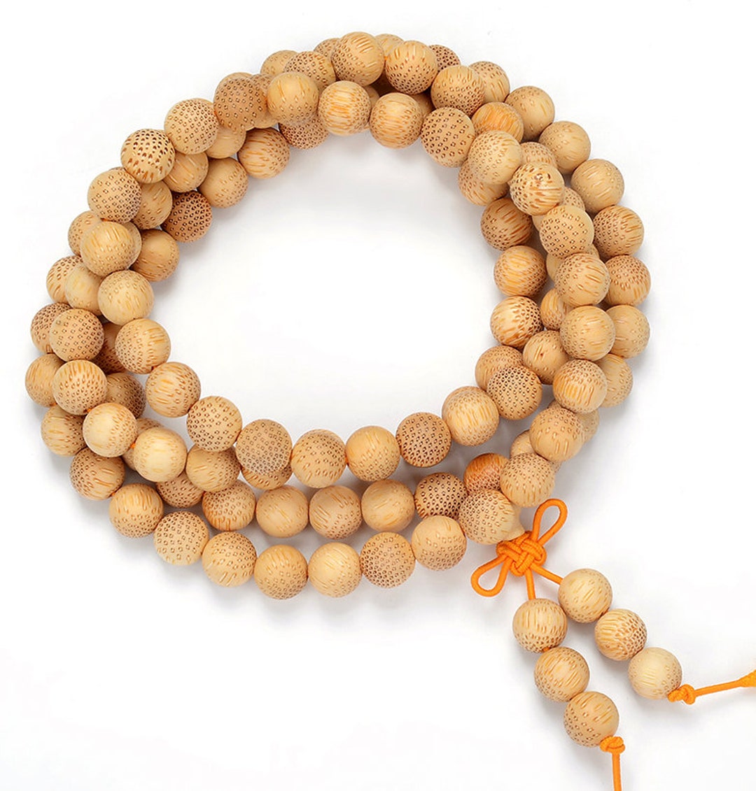 108PCS Natural Bamboo Prayer Buddha Mala Meditation Beads 6MM 8MM Round ...