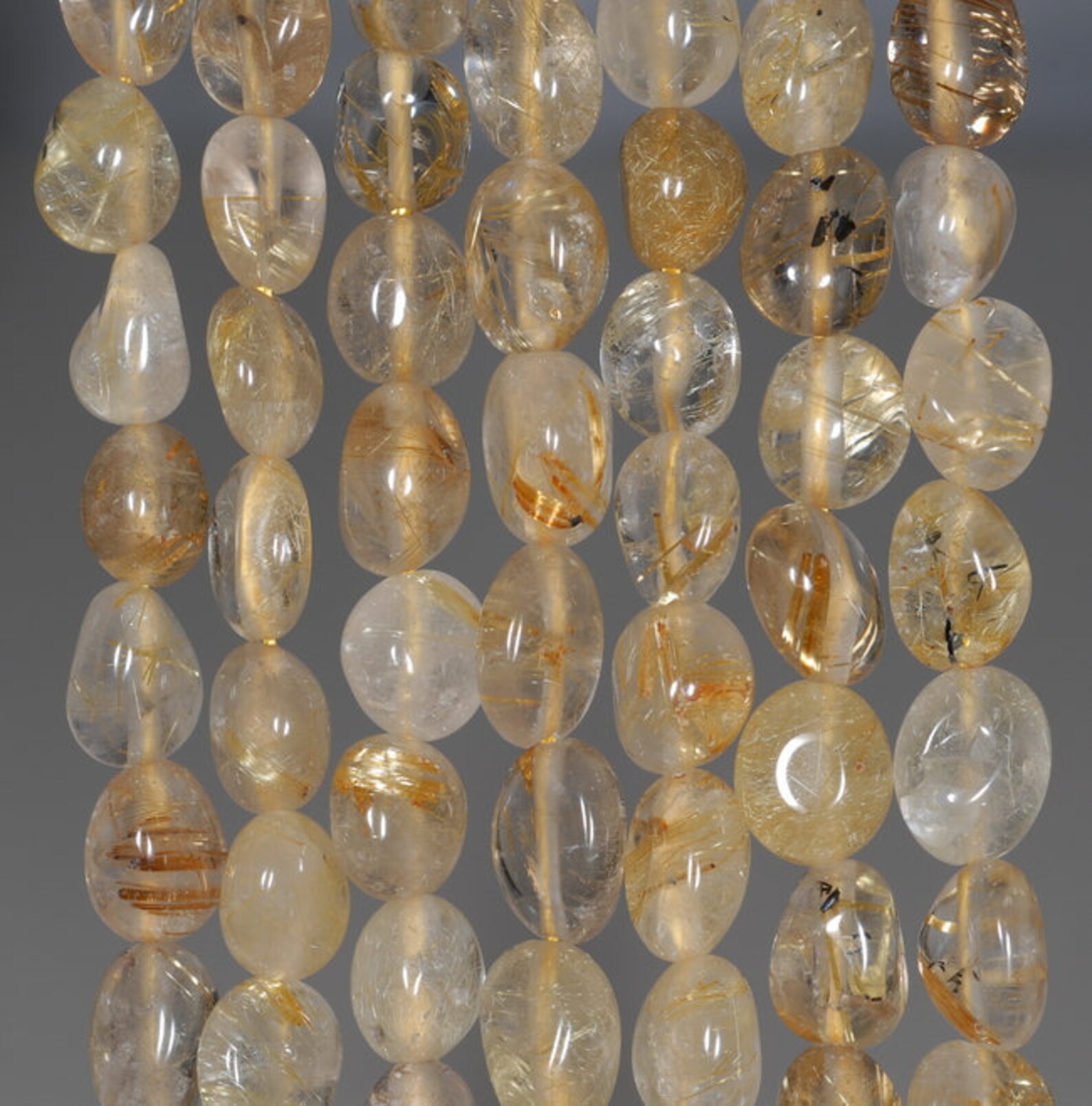 6-7MM Golden Rutilated Quartz Gemstone Pebble Nugget Granule Loose ...