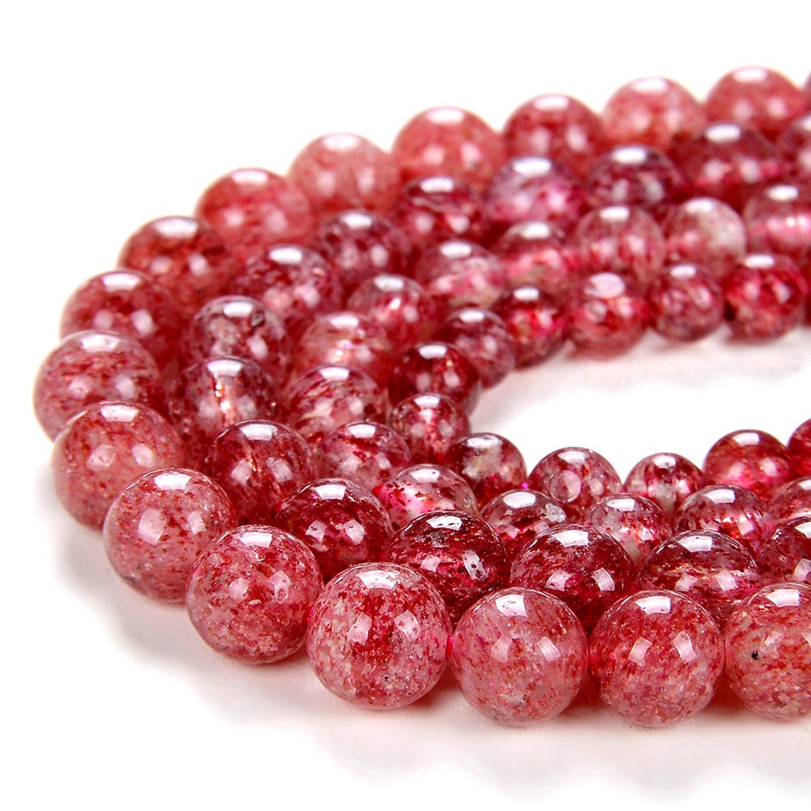 Natural Strawberry Quartz Gemstone Red Grade AAA Round 4MM 5MM 6MM 7MM ...
