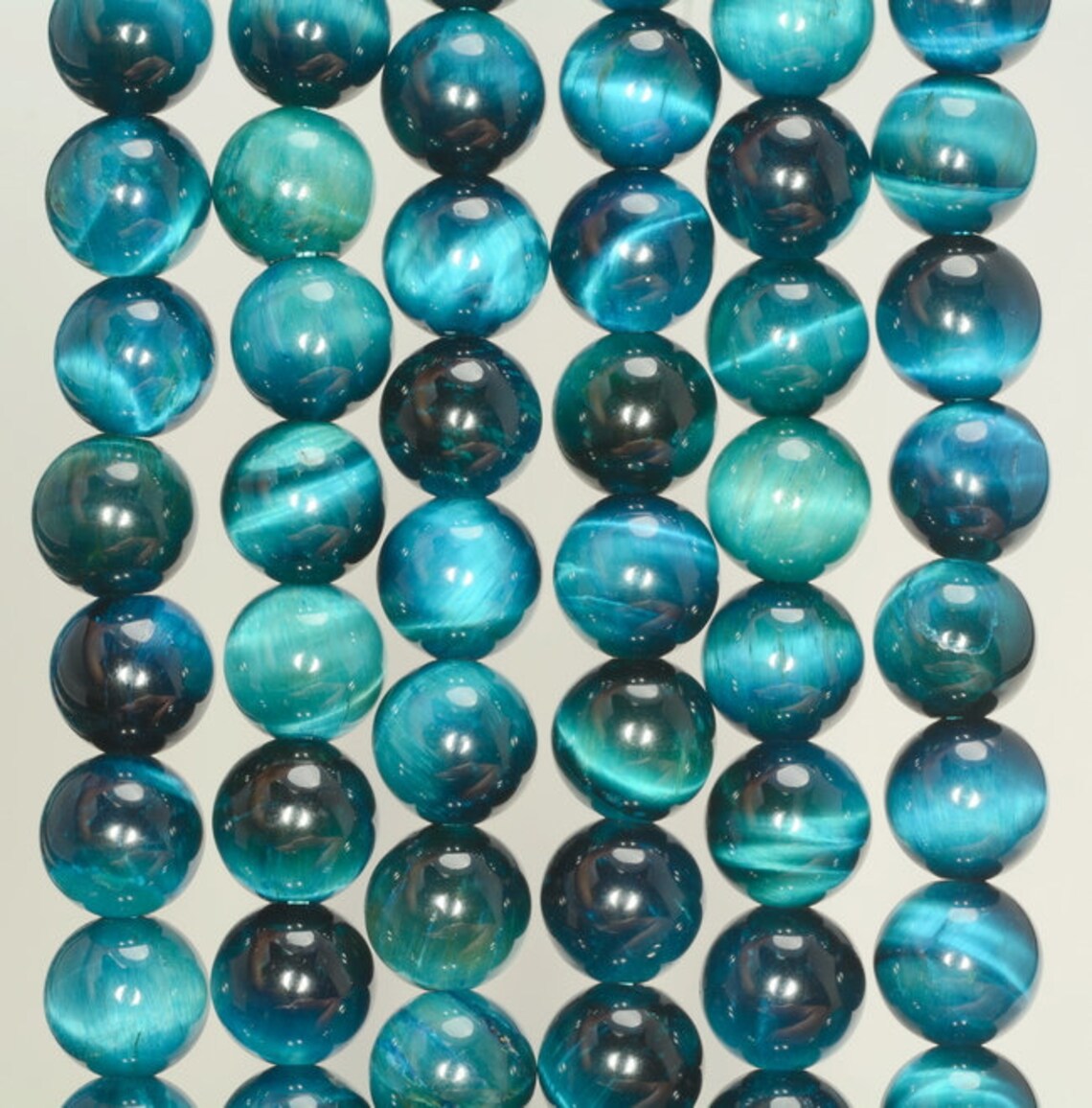 8mm Blue Green Tiger Eye Gemstone Hawk Eye Grade AA Round Loose Beads ...