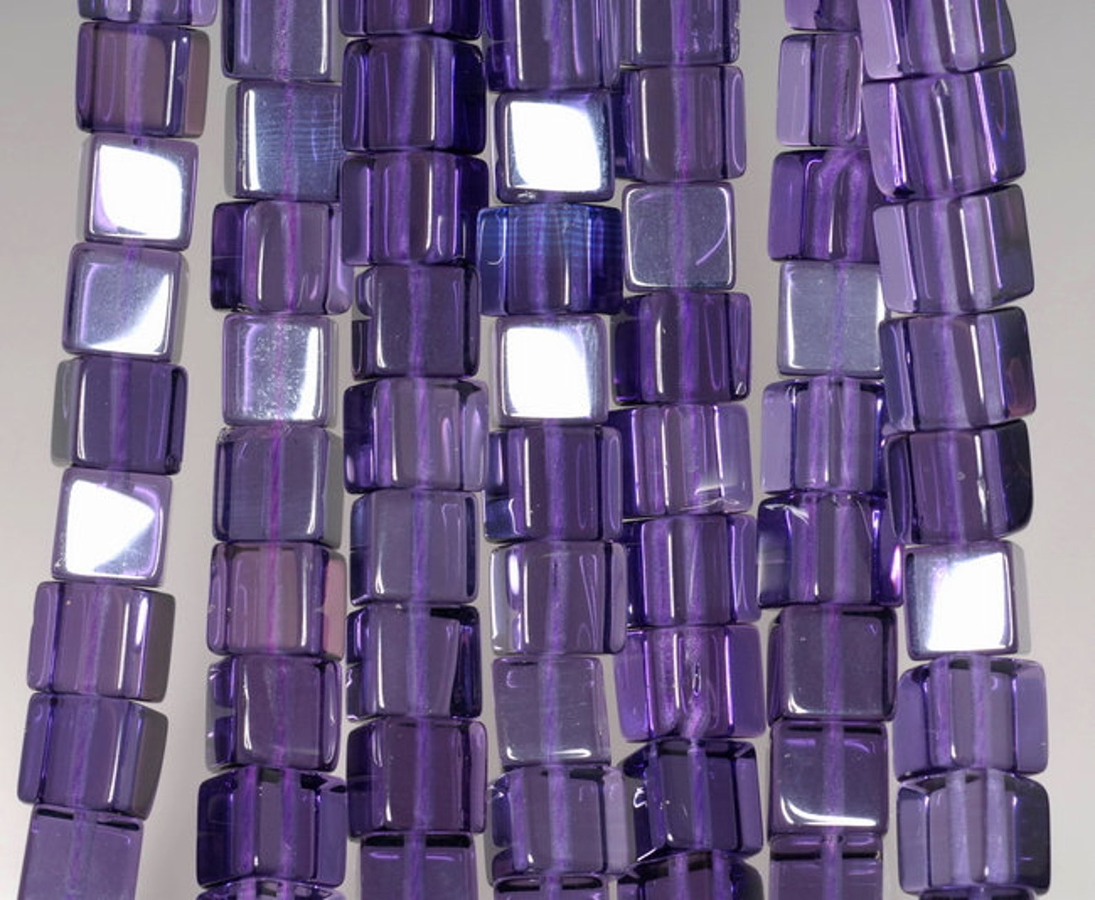 7-8MM Purple Glass Gemstone Square Cube Loose Beads 7.5 Inch - Etsy