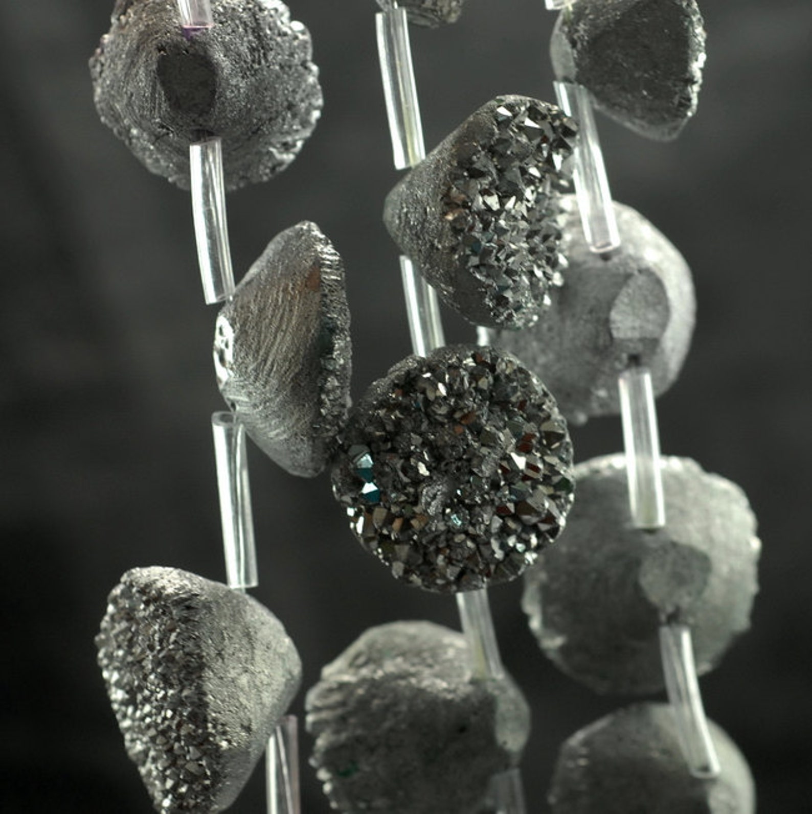 Titanium Silver Druzy Agate Gemstone Diamond 28x16-18x13mm - Etsy