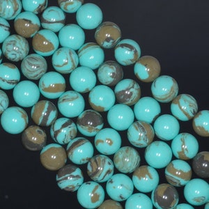 8MM Green Brown Matrix Turquoise Gemstone Round Loose Beads 15 Inch ...