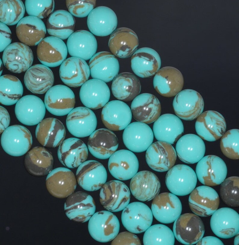 8MM Green Brown Matrix Turquoise Gemstone Round Loose Beads 15 - Etsy