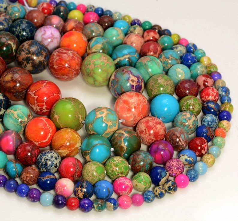 Multi Color Sea Sediment Imperial Jasper Gemstone 4mm 6mm 8mm - Etsy