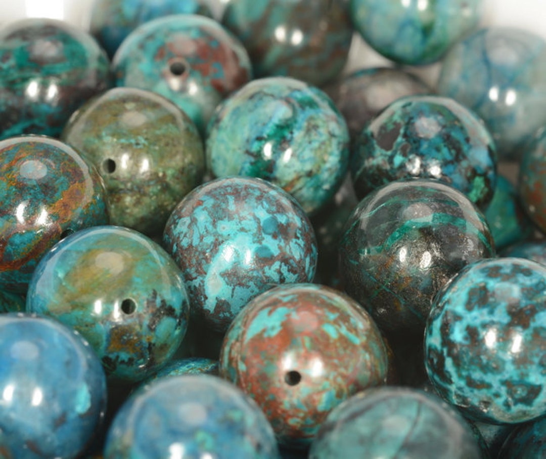 15mm 100% Natural Shattuckite Chrysocolla Quantum Quattro Cuprite Green ...