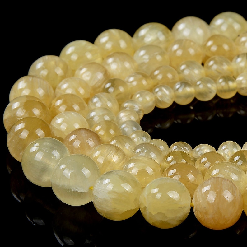 Natural Yellow Selenite Gemstone Grade AAA Round 4MM 6MM 8MM - Etsy
