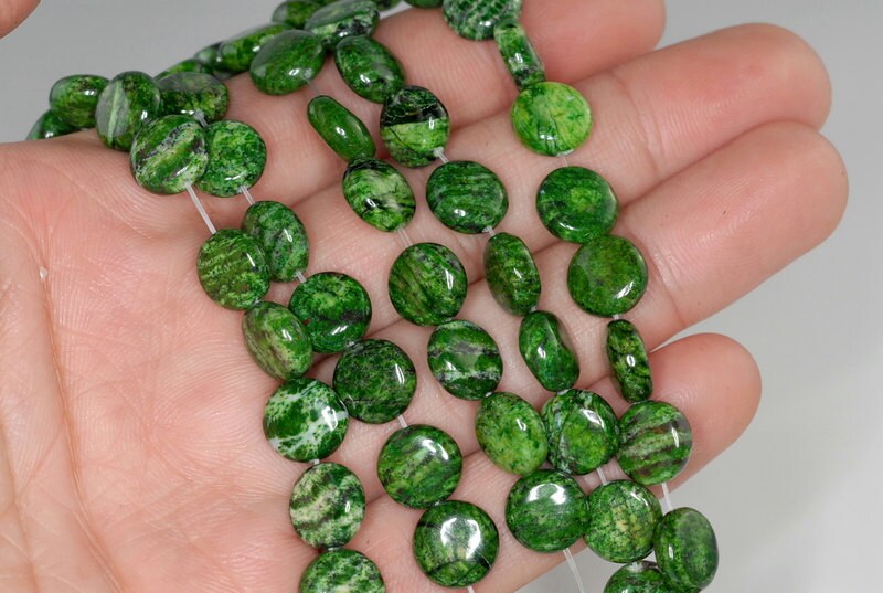 10mm Green Schiller Sheen Spar Gemstone Flat Round Circle - Etsy