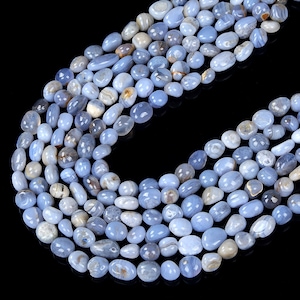 Natural Chalcedony Blue Lace Agate Gemstone 10-12MM Pebble Nugget Loose ...