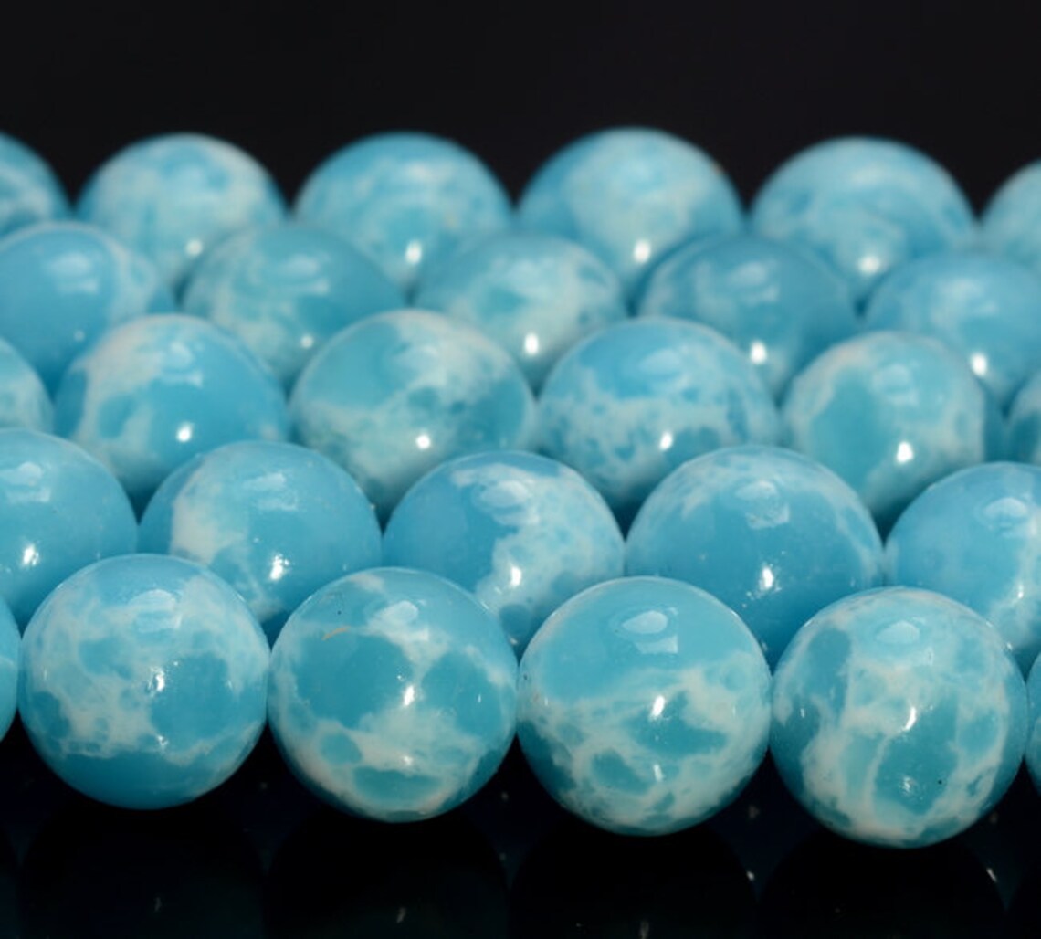Larimar Quartz Gemstone Synthetic Larimar Sky Blue 4mm 6mm 8mm 10mm ...