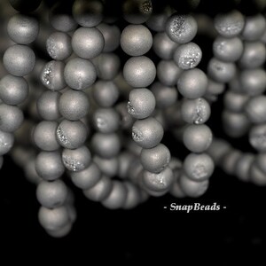 Matte 8MM Silver Mist Pixie Dust Druzy Gemstone, Silver Grey, Round 8MM ...