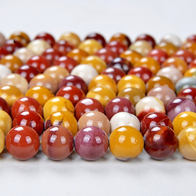 Gema Mookaite de 8mm, Amarillo Rojo, Ronda 8mm Abalorios Suelto 7.5 ...
