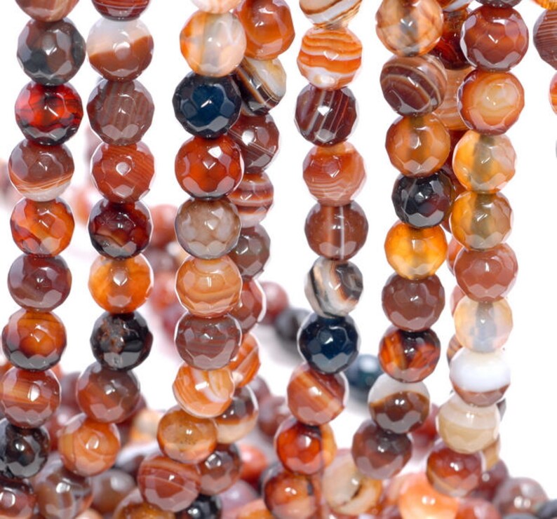 8mm Coffee Agate Gemstone Brown Swirls Faceted Round 8mm Loose - Etsy