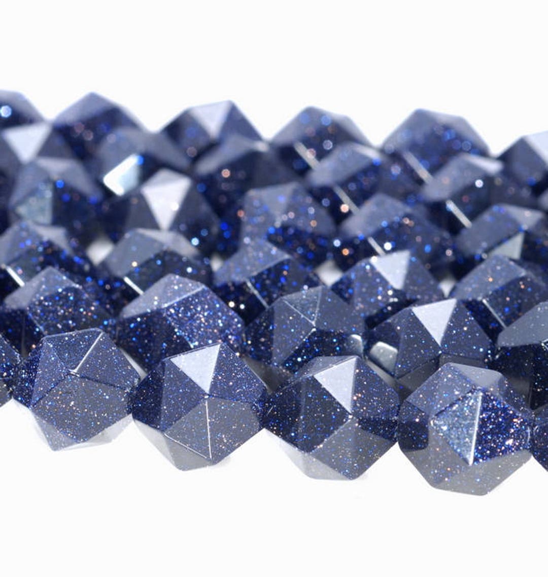 8MM Blue Sandstone Beads Star Cut Faceted Grade AAA Genuine Natural ...