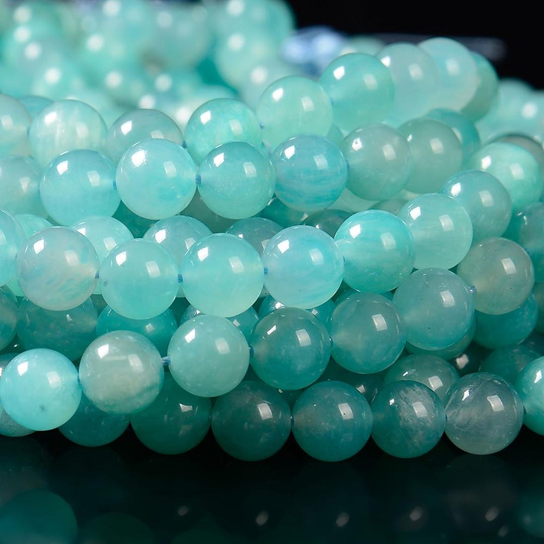 Natural Aqua Blue Peruvian Amazonite Gemstone Round 5MM 6MM 8MM 10MM ...