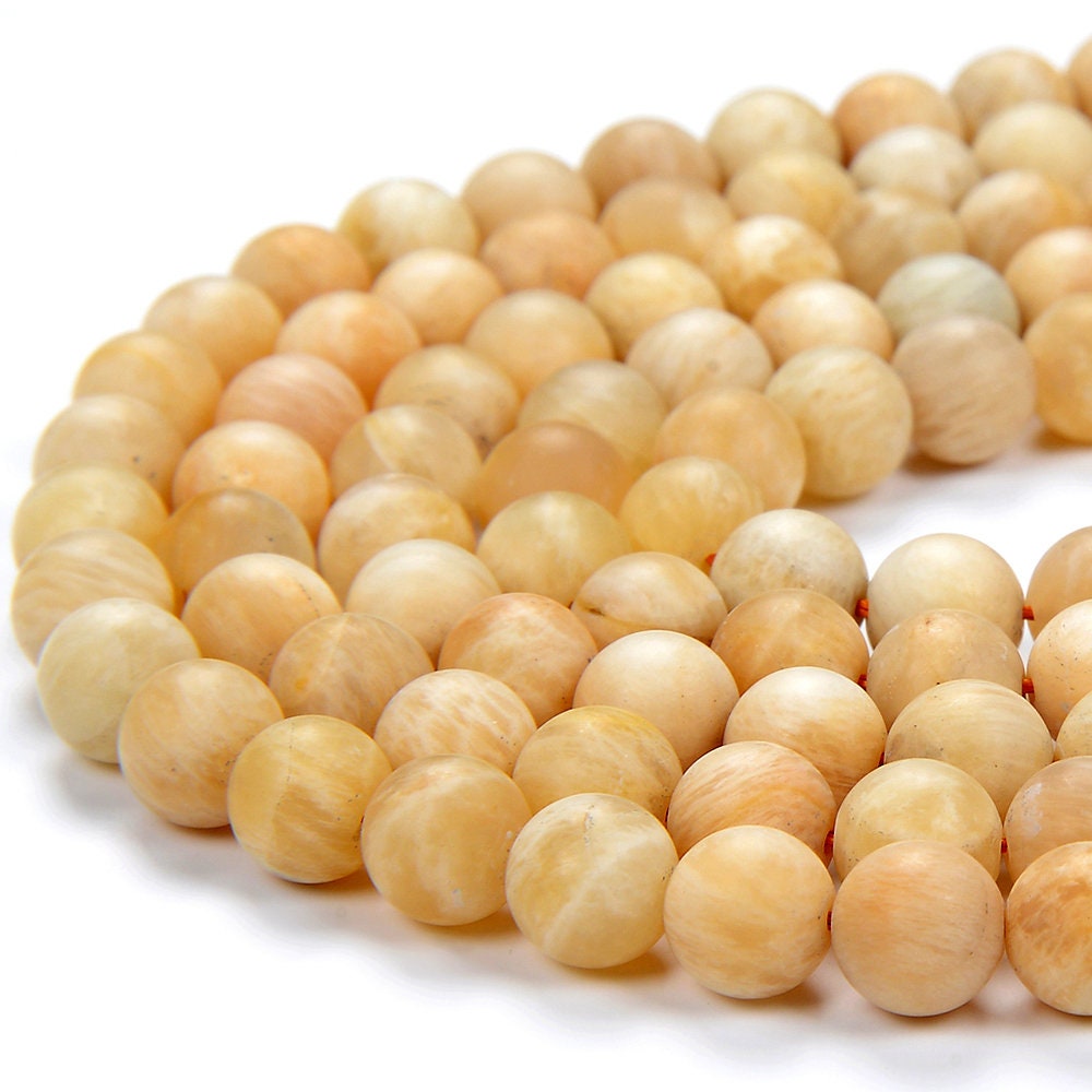 8MM Natural Matte Yellow Sunstone Gemstone Grade AA Round Loose Beads ...