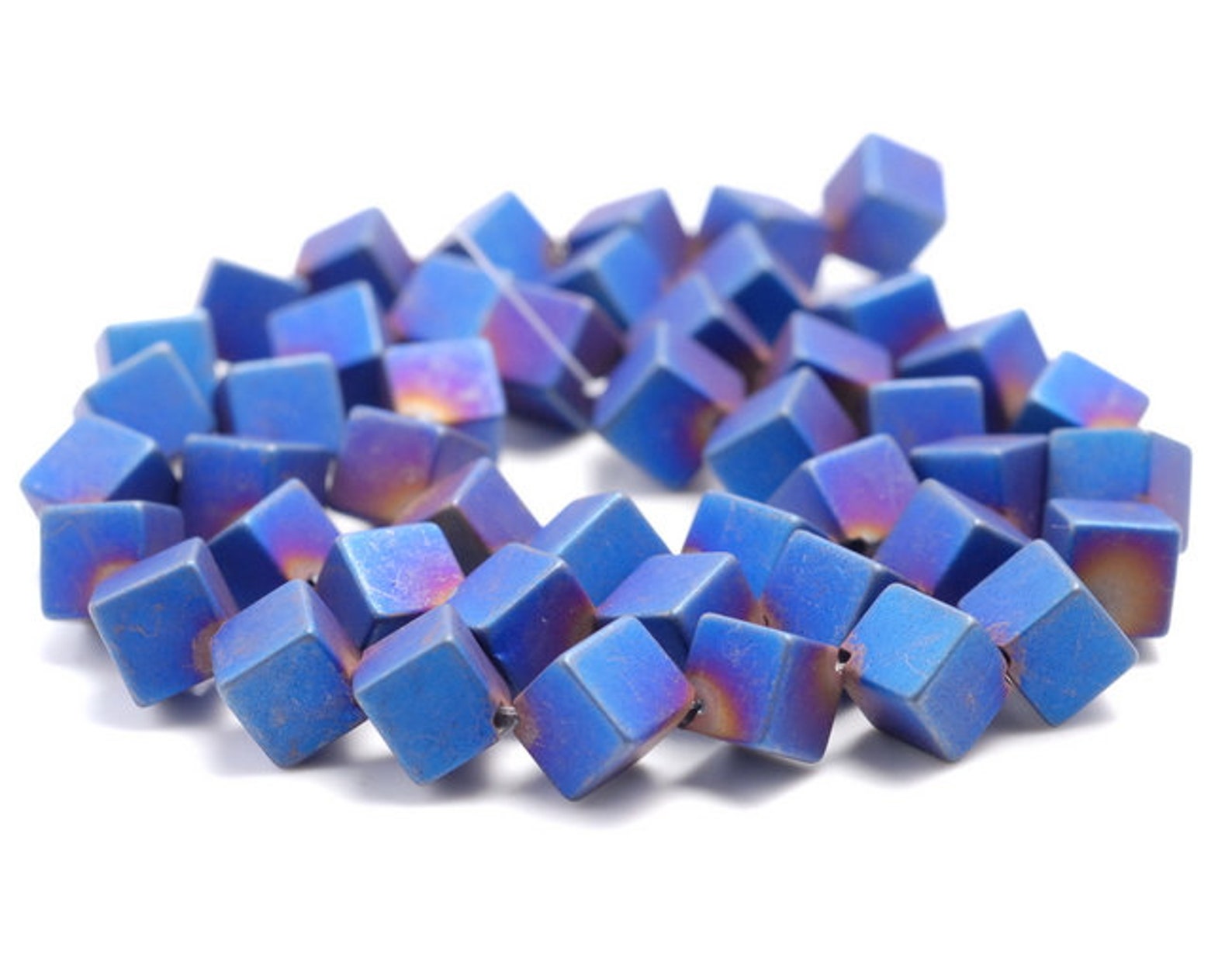 4MM Matte Blue Hematite Gemstone Diagonal-drill Square Cube - Etsy