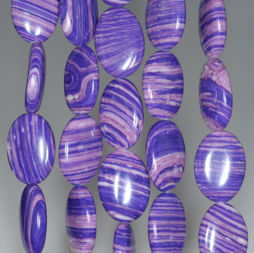 18x13mm Purple Matrix Turquoise Gemstone Oval Loose Beads 15 Inch Full ...