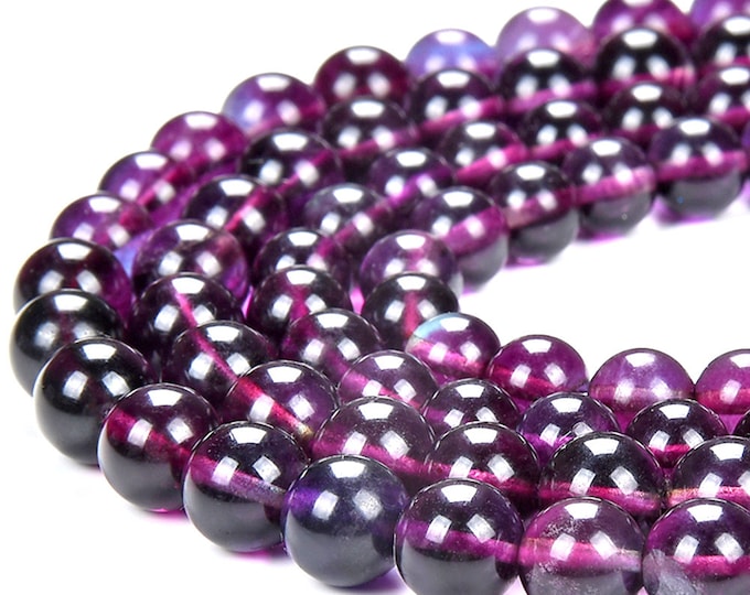 Natural Purple Fluorite Gemstone Grade AAA Round 6MM 8MM Loose Beads ...
