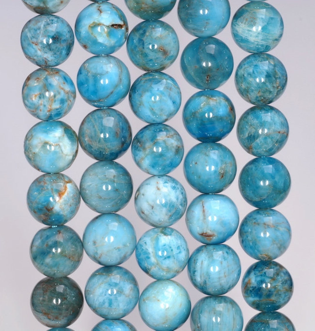 11MM Light Blue Apatite Gemstone Grade AB Round Loose Beads 7.5 Inch ...