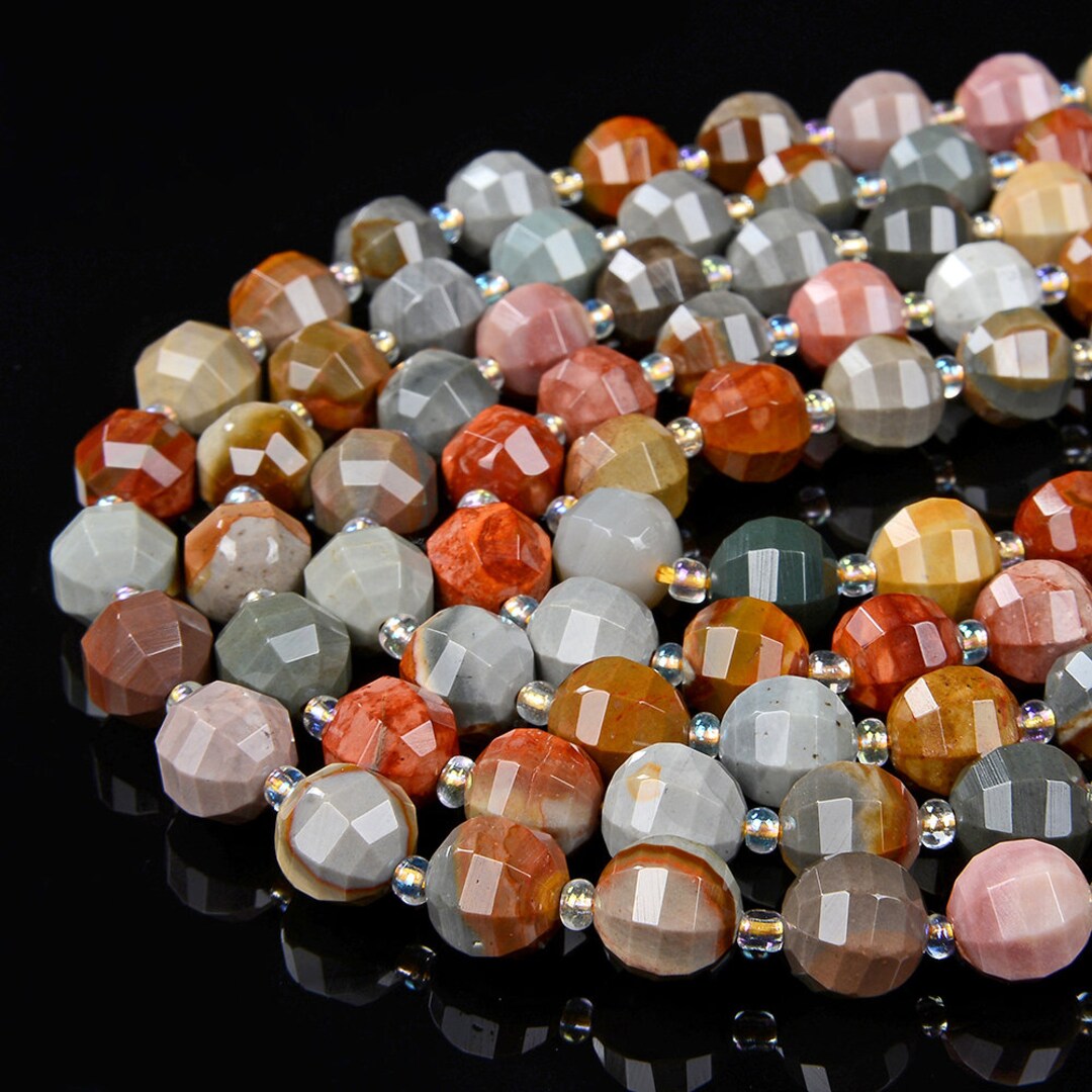 10MM Natural Polychrome Landscape Jasper Gemstone Grade AAA Faceted ...