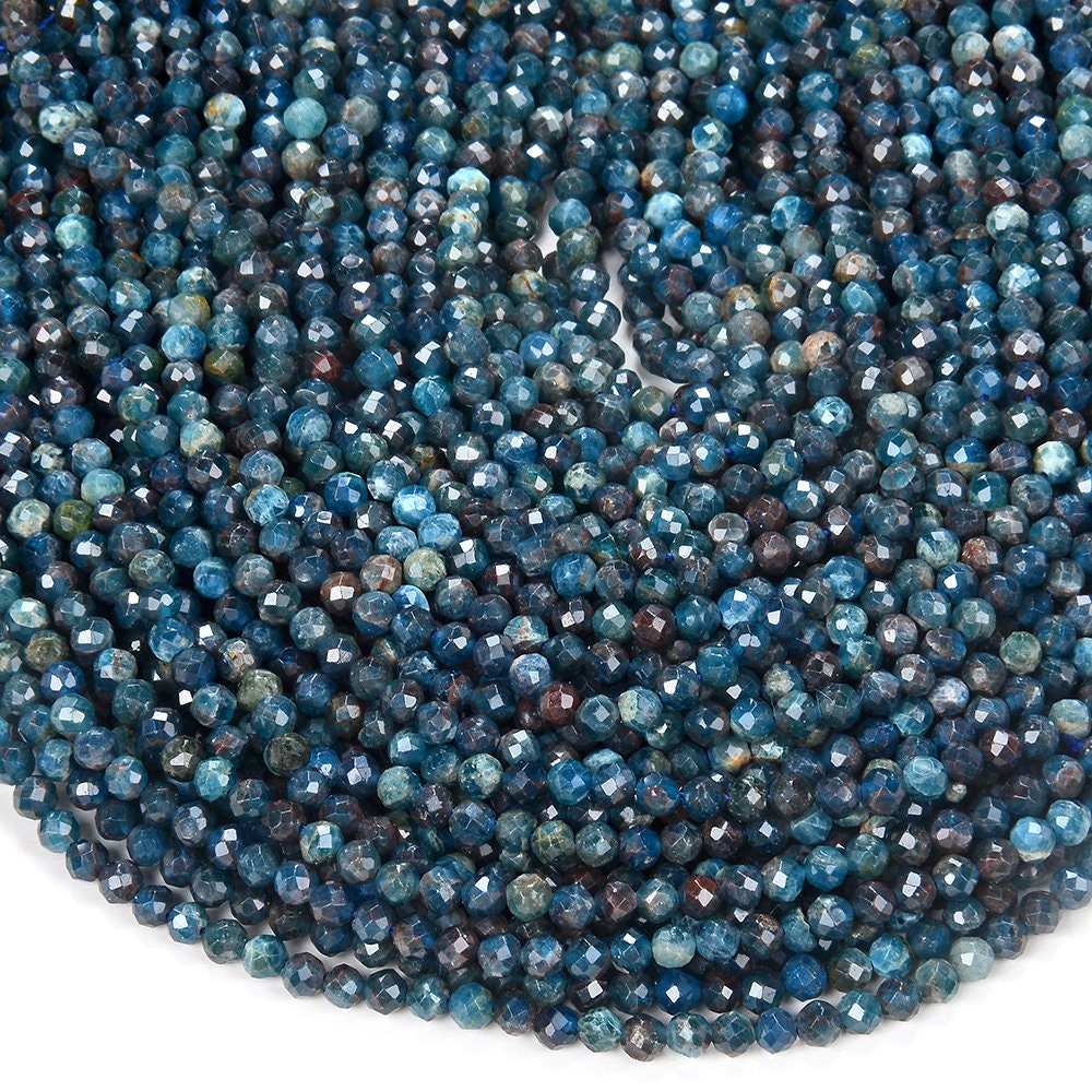Natural Deep Blue Apatite Gemstone Grade A Micro Faceted Round 2MM 4MM ...
