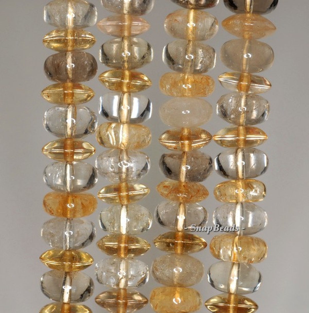 10x5mm Citrine Smoky Lemon Rock Crystal Mix Quartz Gemstone Rondelle ...