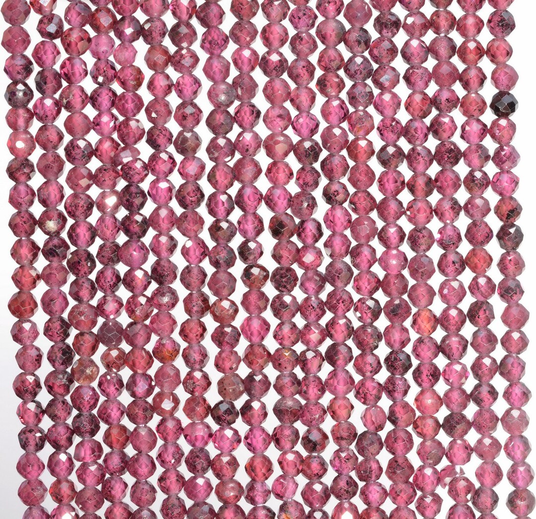 2MM Red Garnet Gemstone Micro Faceted Round Grade AAA Beads 15.5 Inch ...