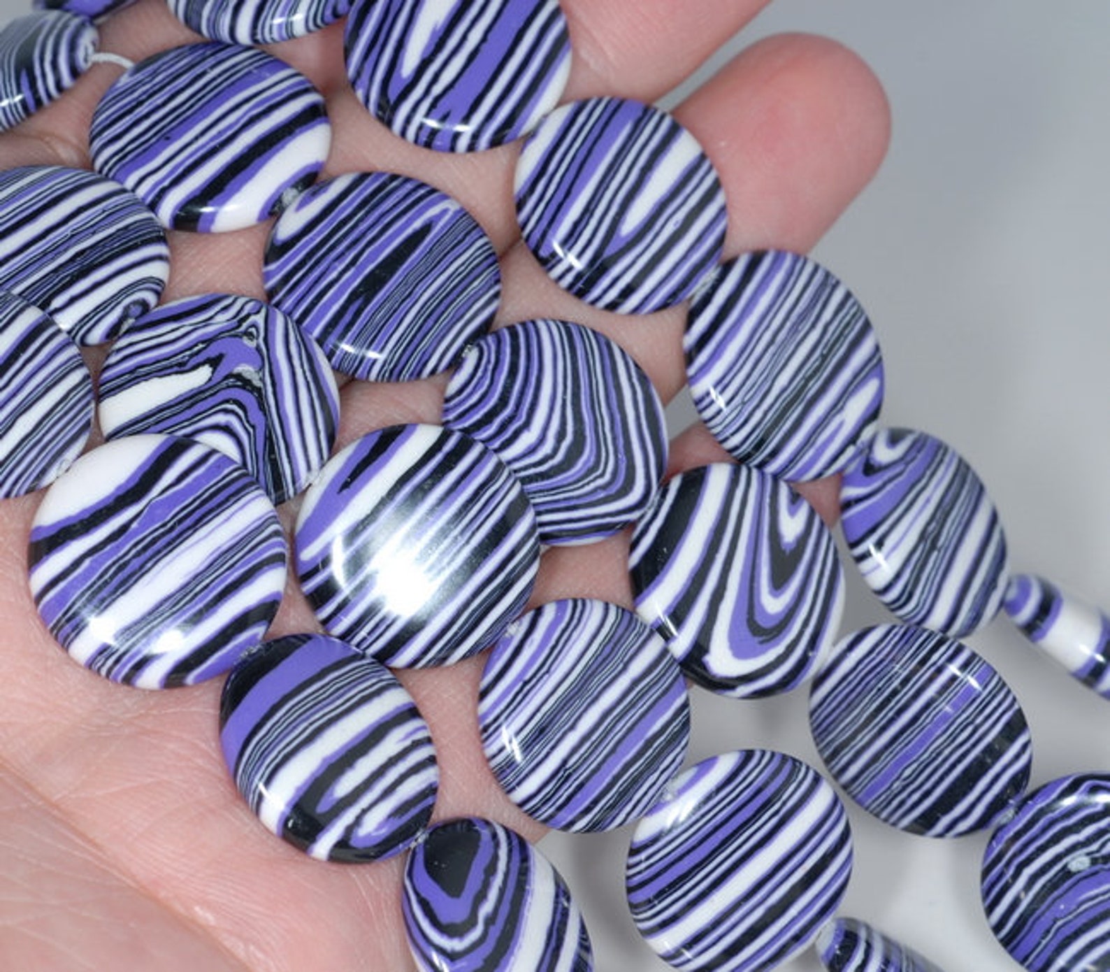 20MM Purple Black Matrix Turquoise Gemstone Flat Round Circle Loose ...